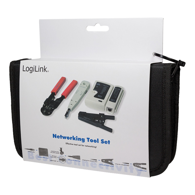 LogiLink Kit d'outils pour réseau, dans un sac noir