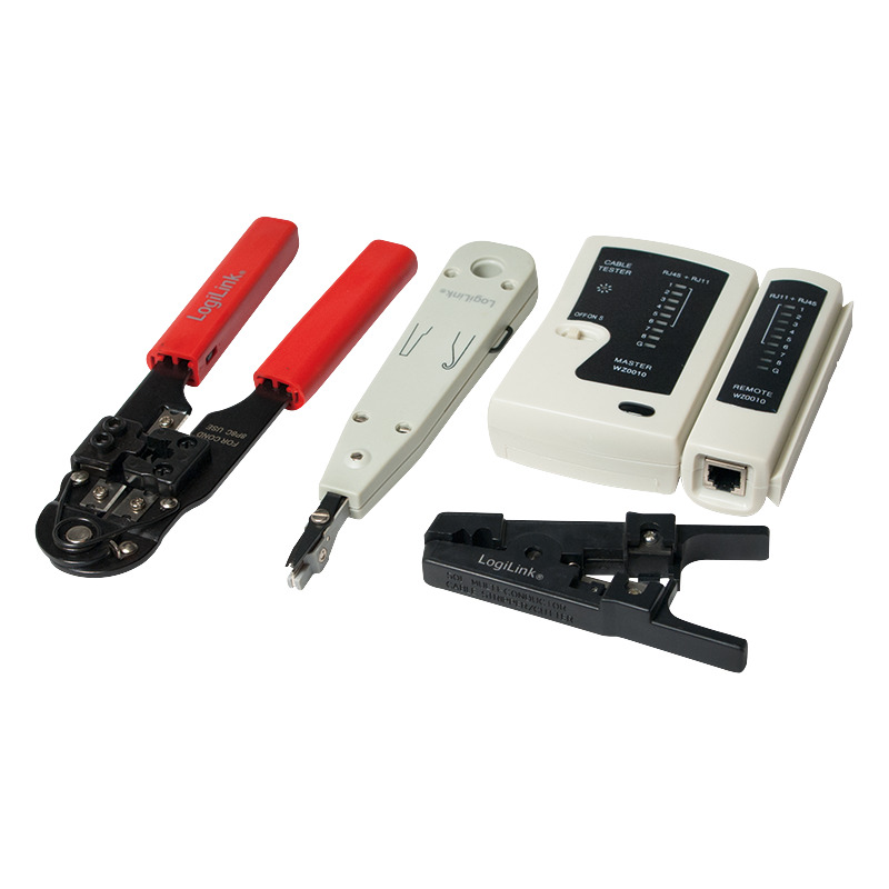LogiLink Kit d'outils pour réseau, dans un sac noir
